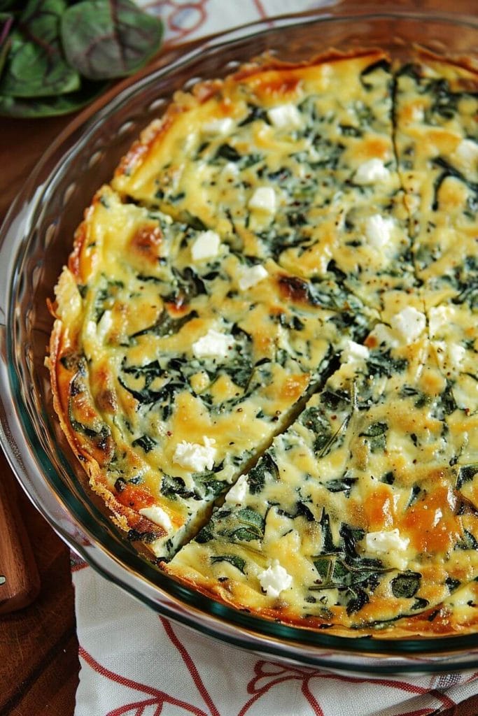 Crustless Spinach, Onion and Feta Quiche – Recipecs
