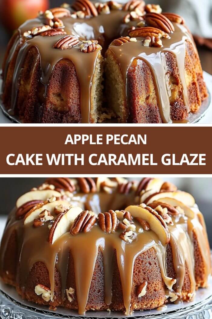 APPLE PECAN CAKE WITH CARAMEL GLAZE – Recipecs