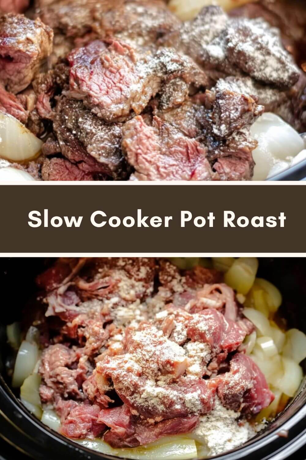 Put floured beef over a bed of onions in a slow cooker for this ...
