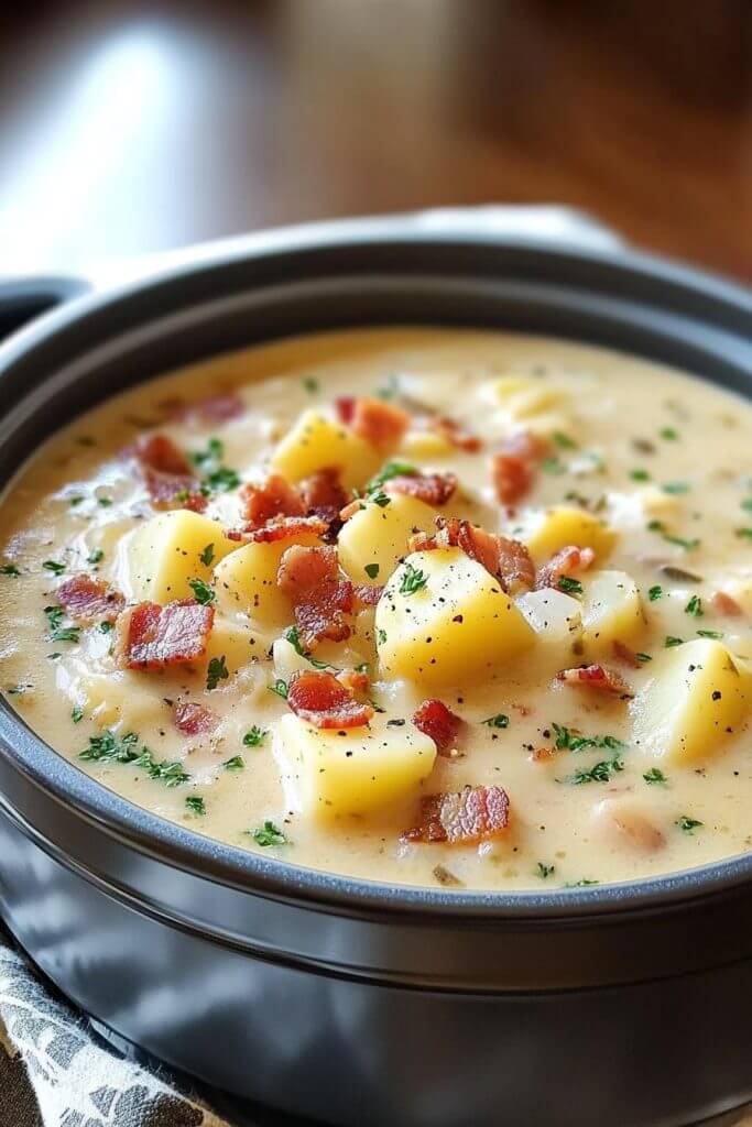 Slow Cooker Hearty Potato Bacon Chowder – Recipecs