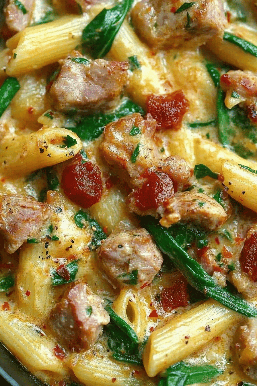 Creamy Tuscan Pork Pasta Skillet – Recipecs
