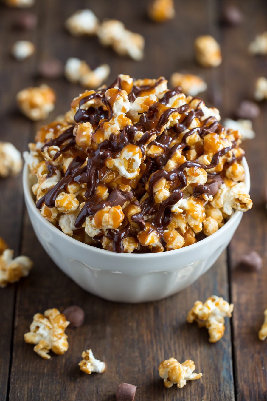 Chocolate Drizzled Caramel Corn Recipe – Recipecs